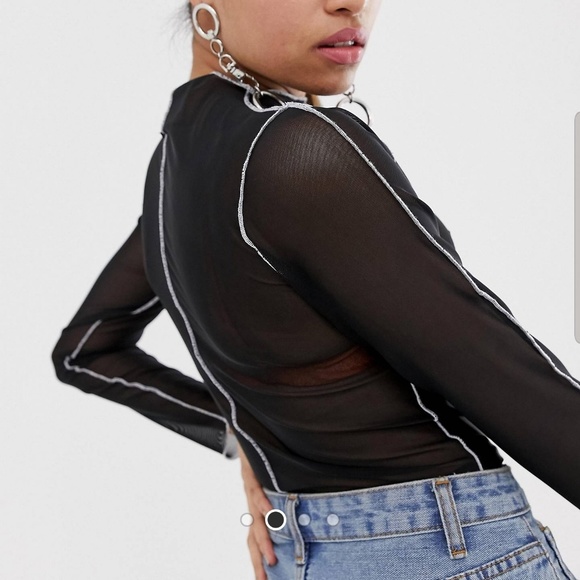 ASOS Petite | Tops | Asos Petite Mesh Top W White Contrast | Poshmark